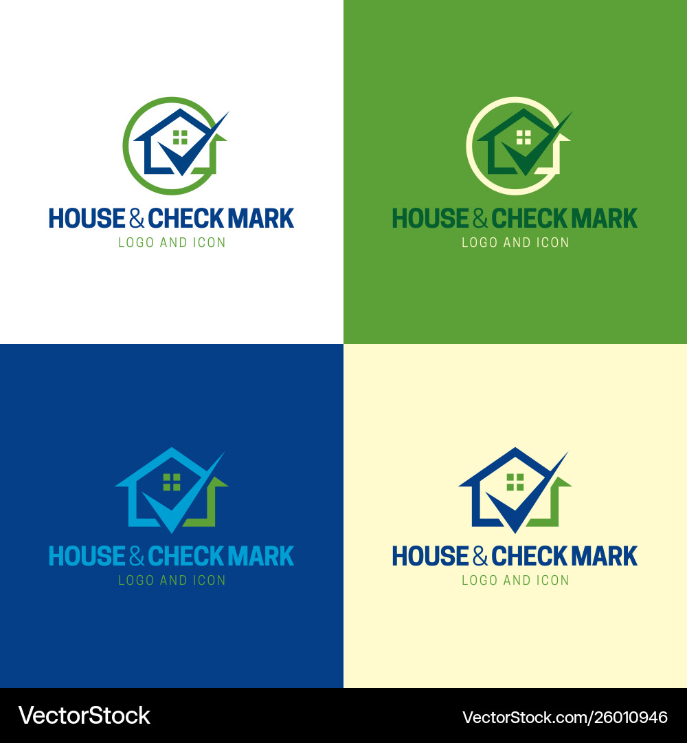 House and check mark logo icon Royalty Free Vector Image