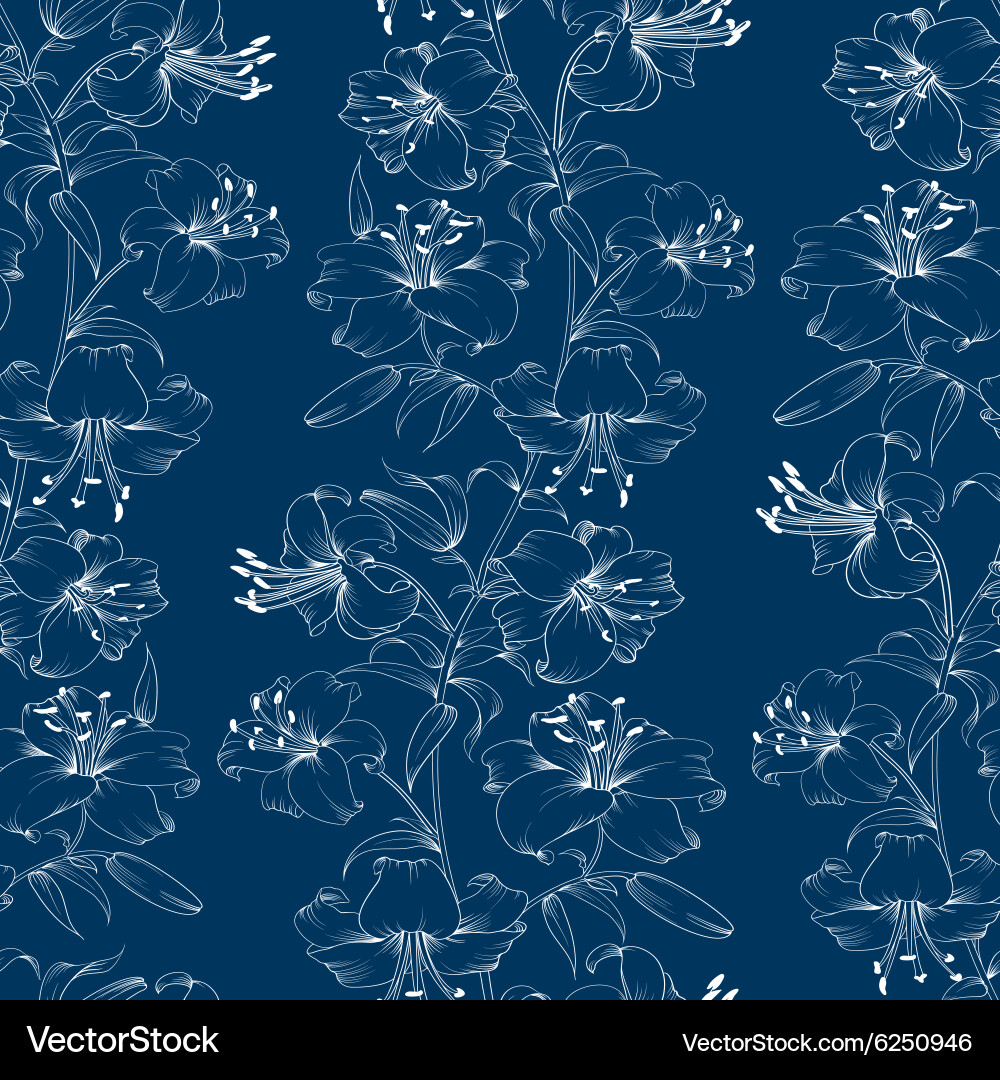 Lily flower pattern Royalty Free Vector Image - VectorStock