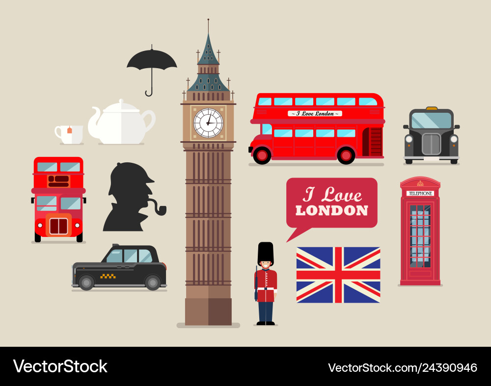 London national symbols set Royalty Free Vector Image