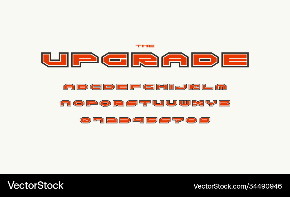 Wide sans serif font with contour Royalty Free Vector Image