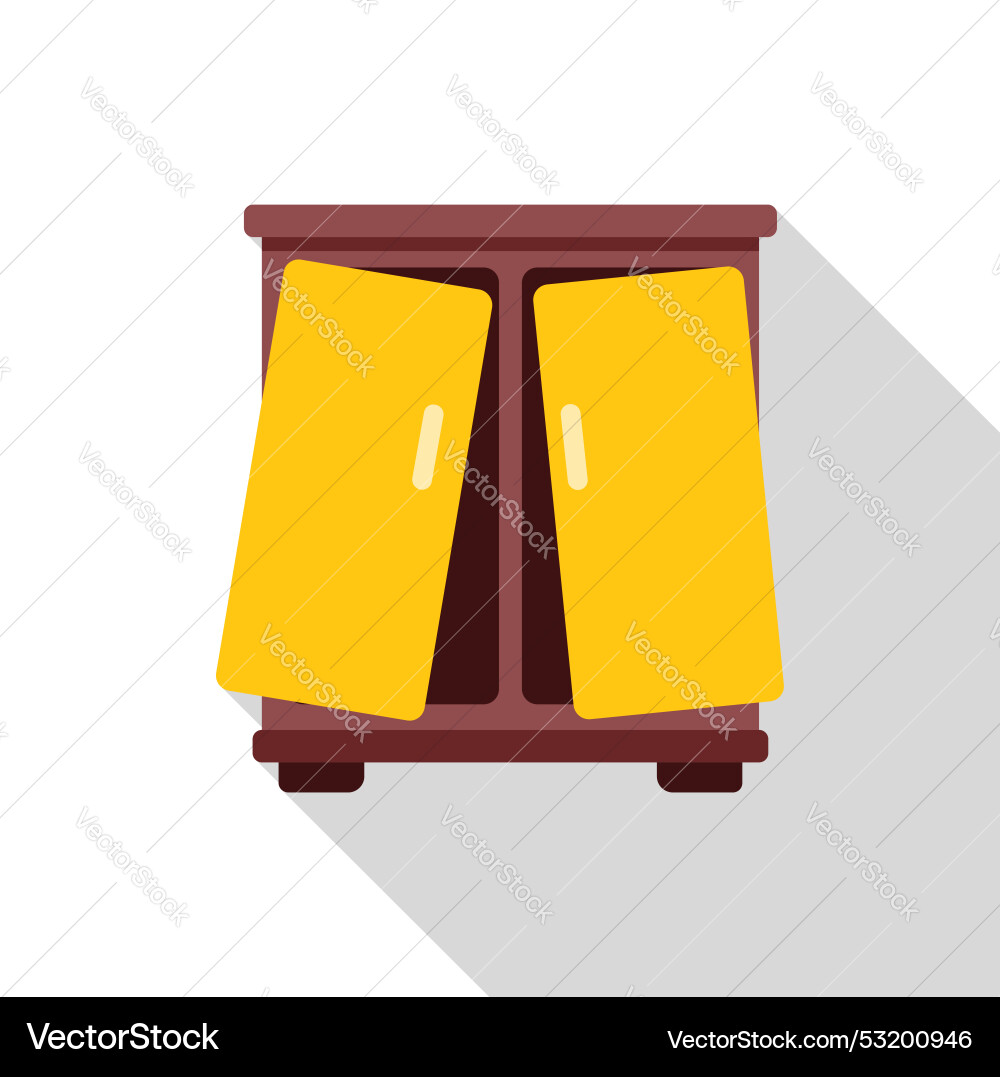 Wooden cabinet with open doors showing empty Vector Image