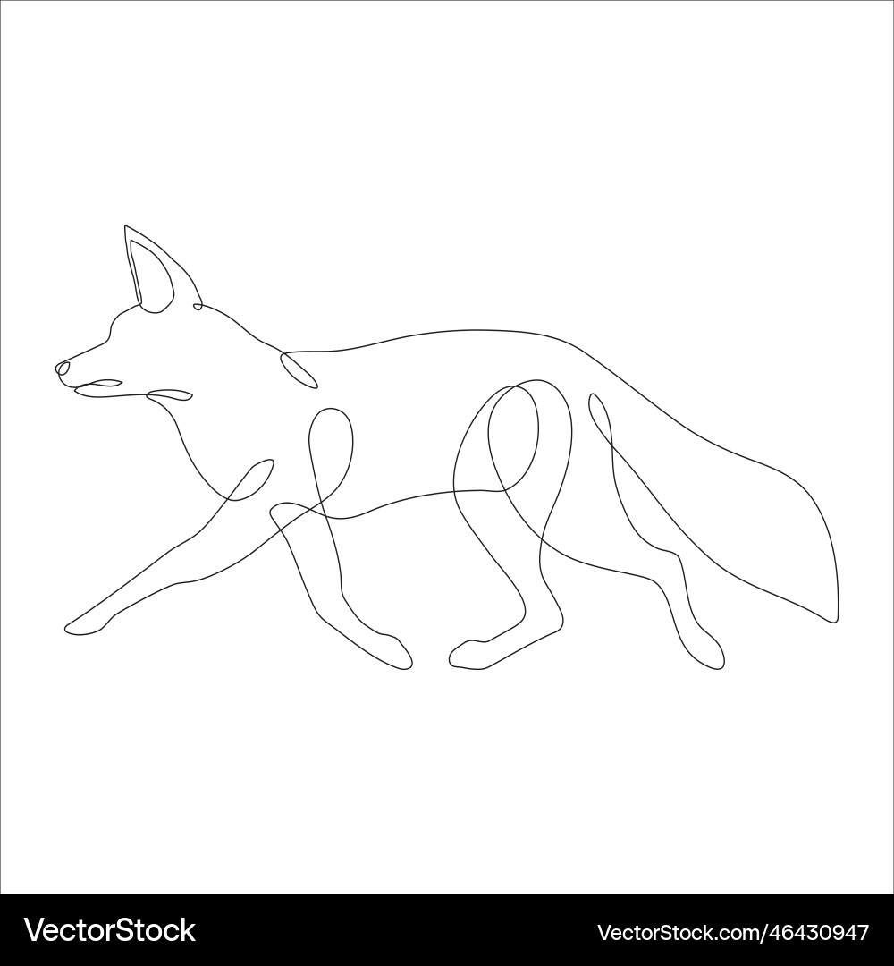Continuous one line drawing of a fox Royalty Free Vector
