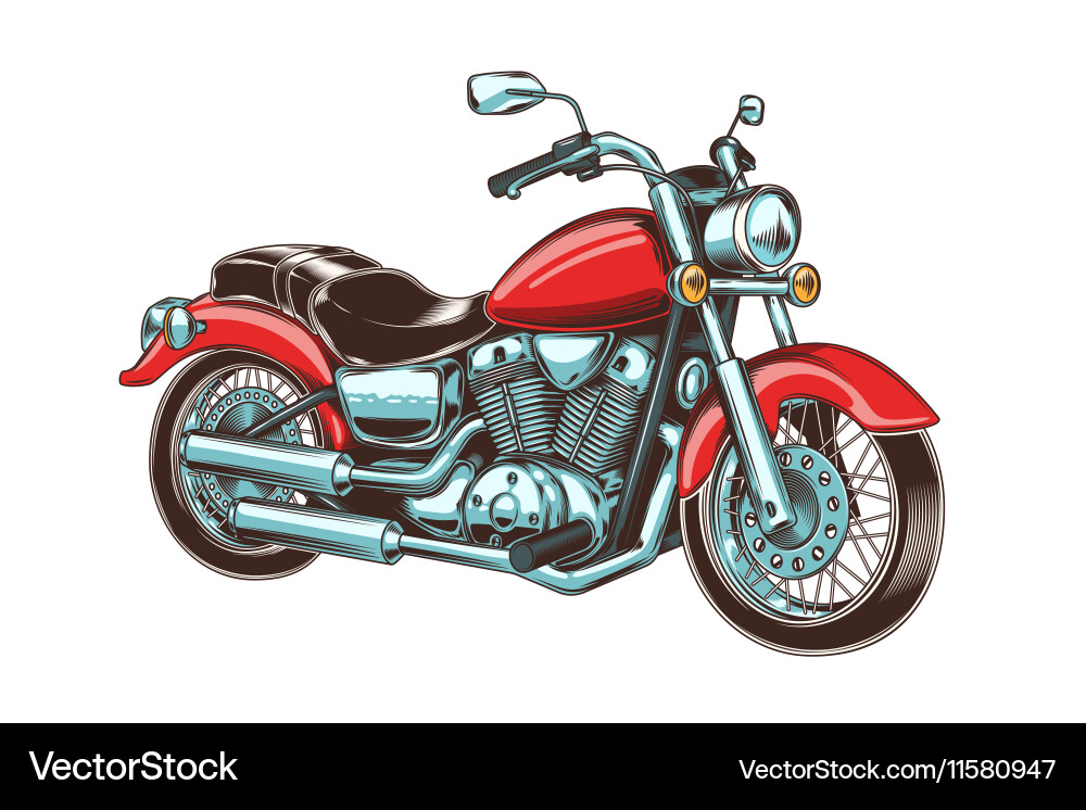 Hand-drawn vintage motorcycle classic chopper Vector Image