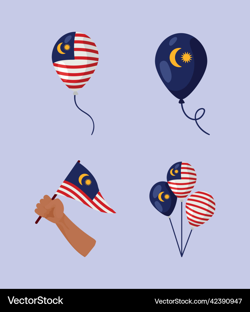 Hari merdeka vier Icons Lizenzfreies Vektorbild