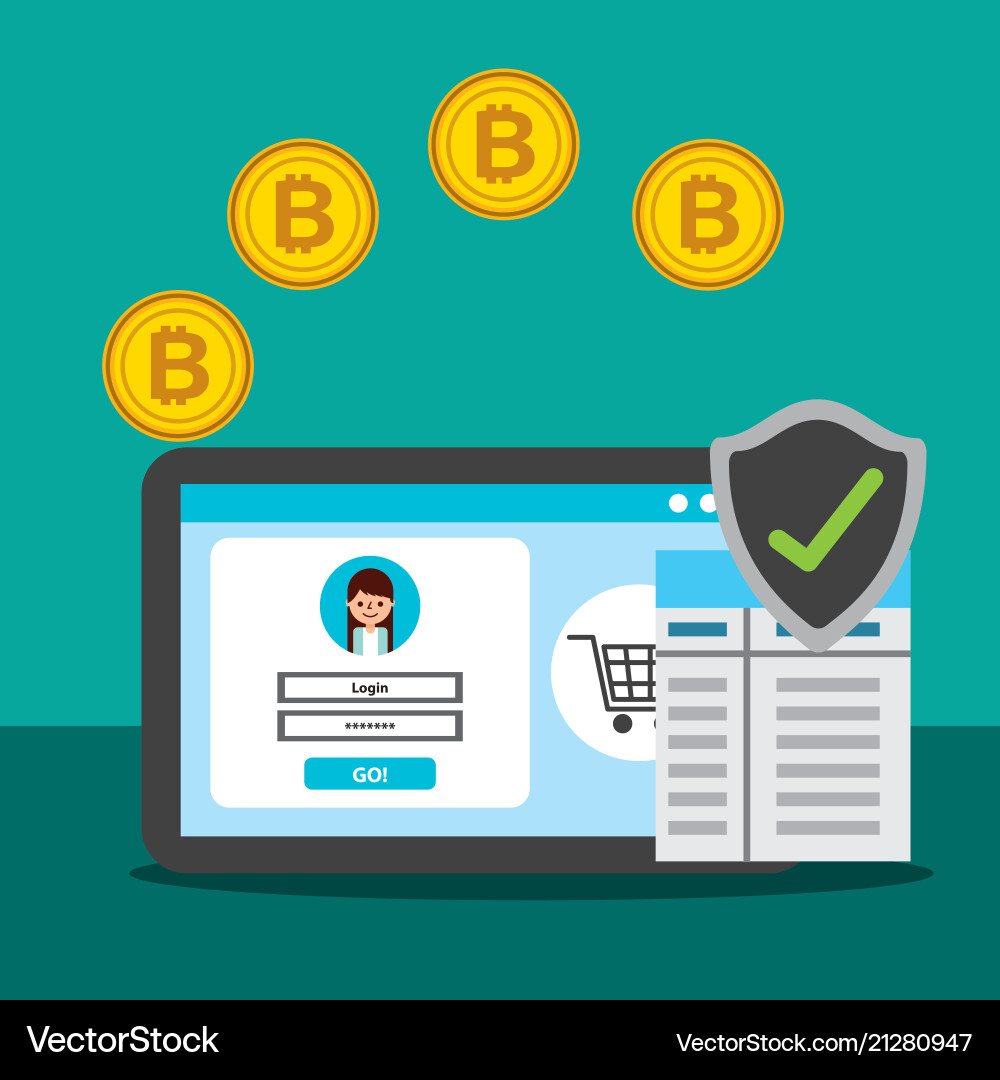 Laptop online shopping website security Royalty Free Vector