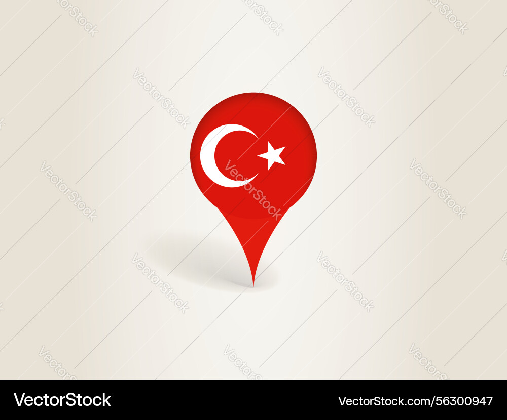 Turkey Flag Pin Icon Royalty Free Vector Image