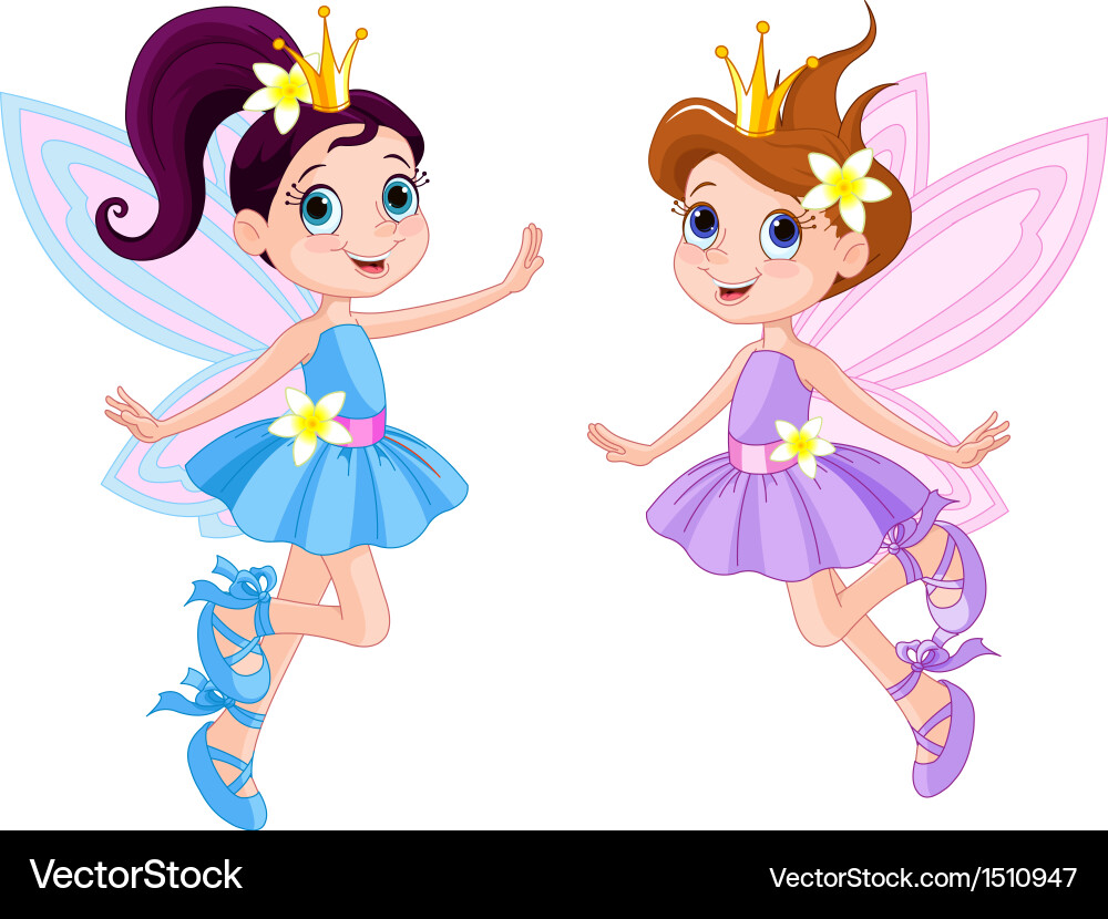 Two cute fairies Royalty Free Vector Image - VectorStock