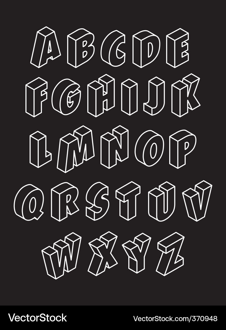 3d alphabet Royalty Free Vector Image - VectorStock