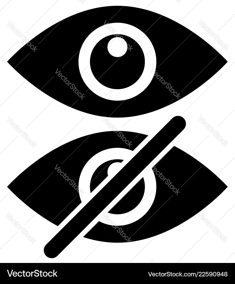 Eye symbols as show hide visible invisible public Vector Image