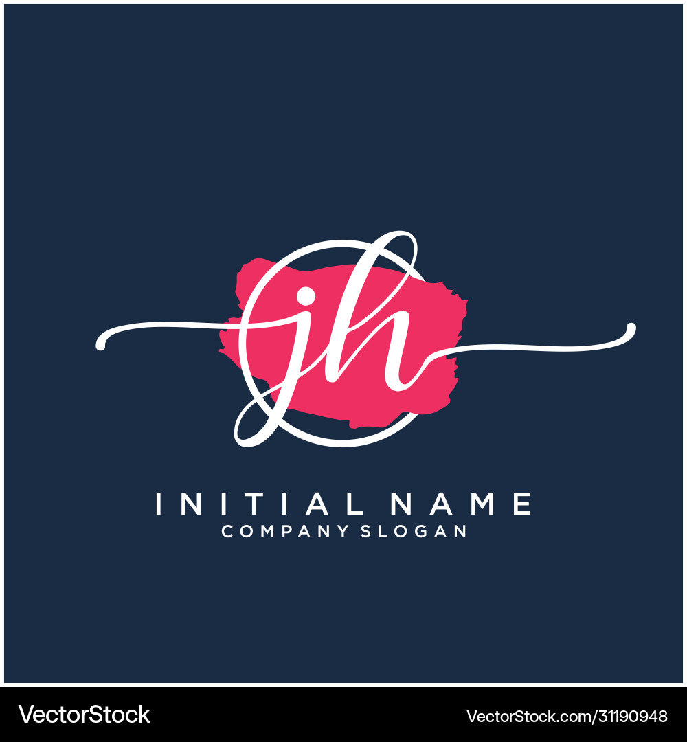 Jh initial handwriting logo design with brush Vector Image