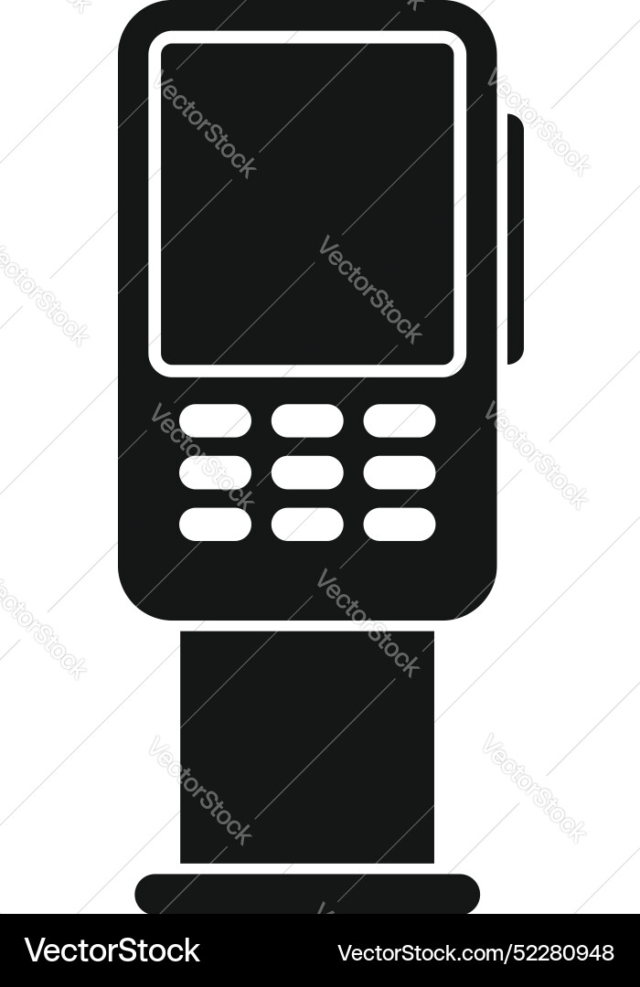Payment terminal standing on base accepting Vector Image