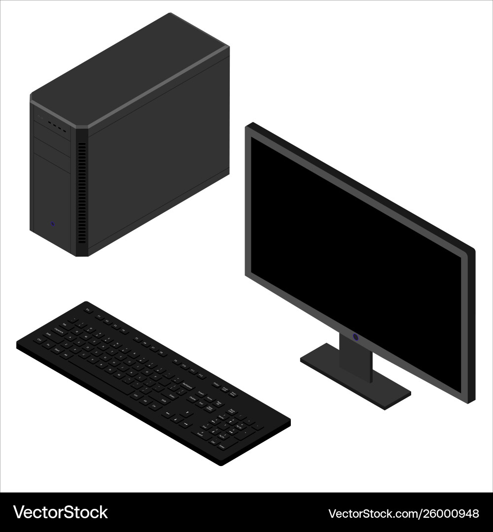 Personal computer case keybord and monitor Vector Image