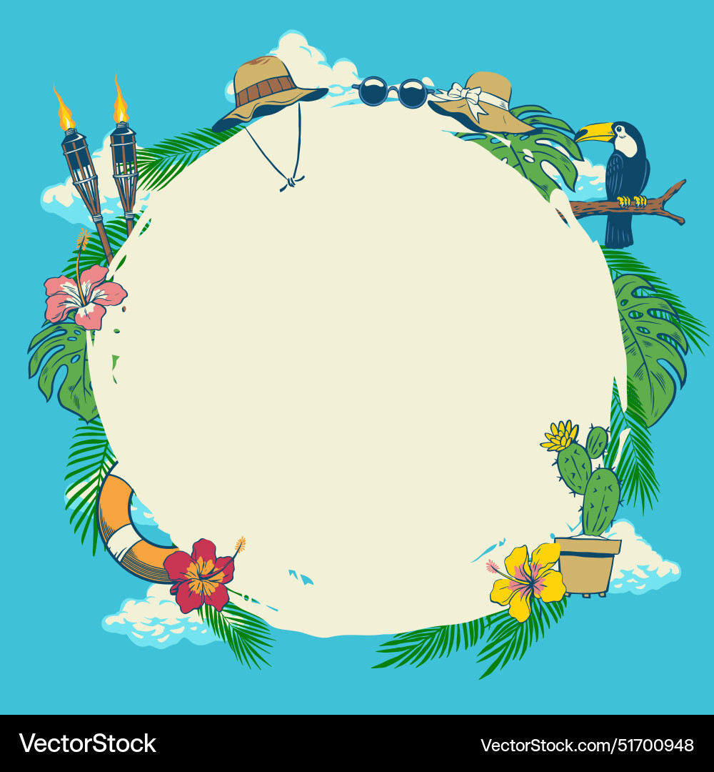 Sommerrahmen Hintergrund mit Hand gezeichnet Vektorbild