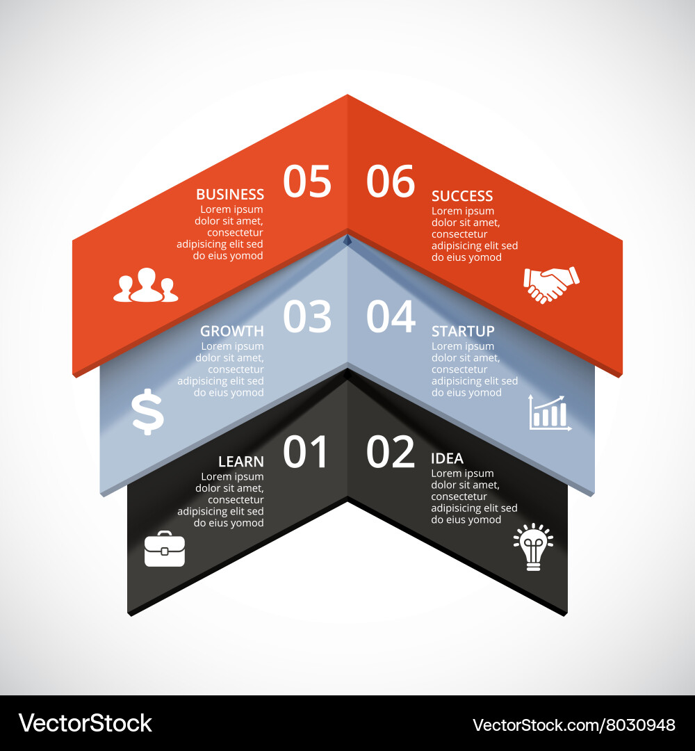 Up arrows infographic template for diagram Vector Image
