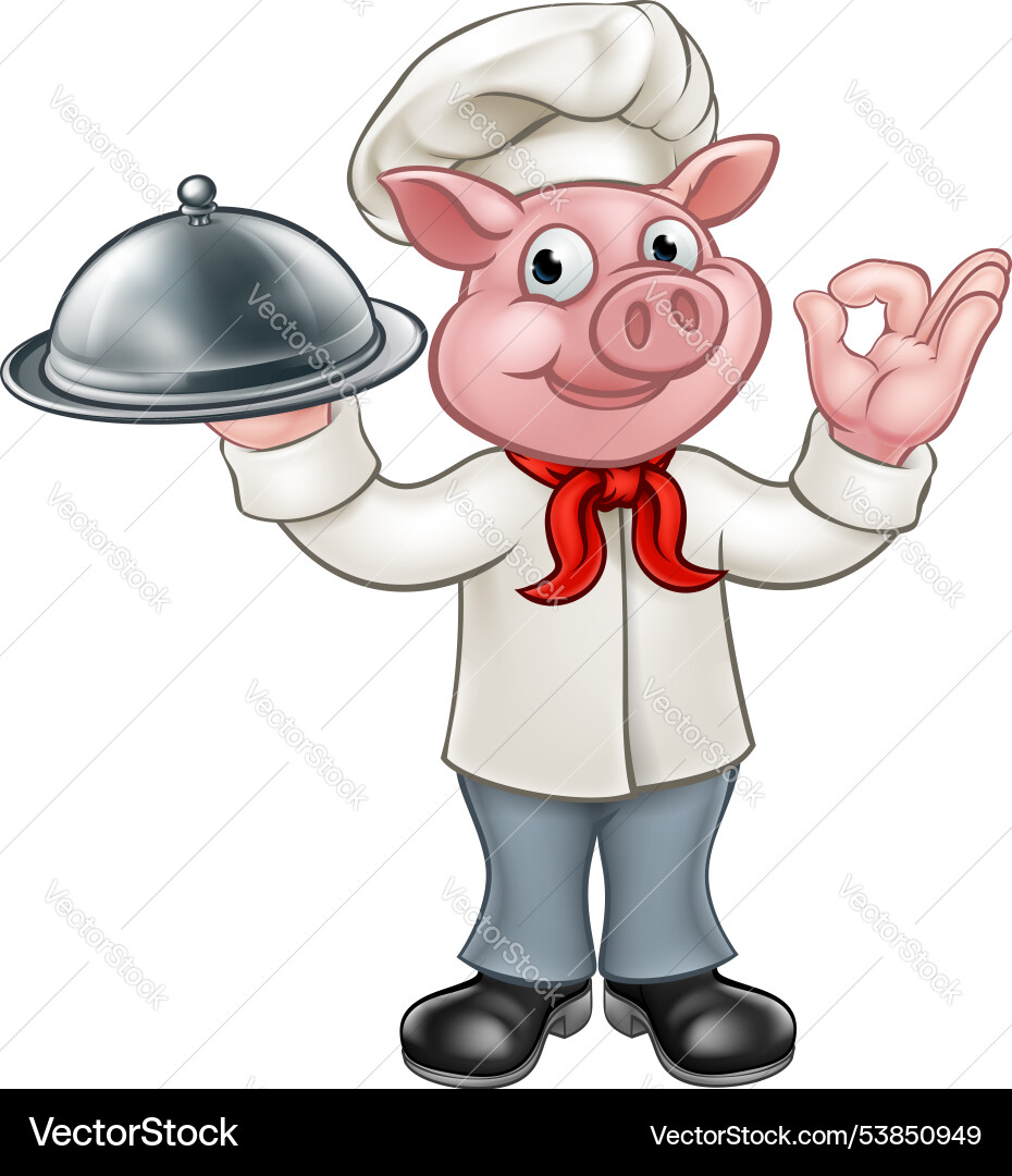 Cartoon chef pig character Royalty Free Vector Image