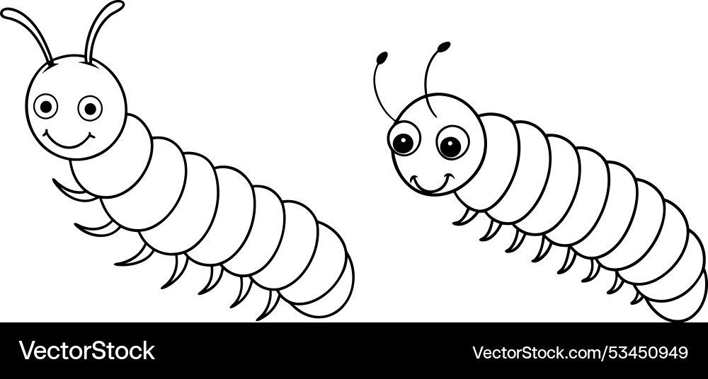 Caterpillar line art Royalty Free Vector Image