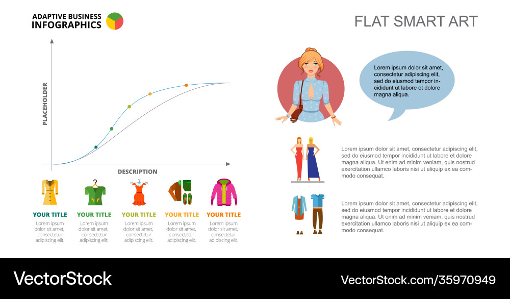 Clothing line chart slide template Royalty Free Vector Image