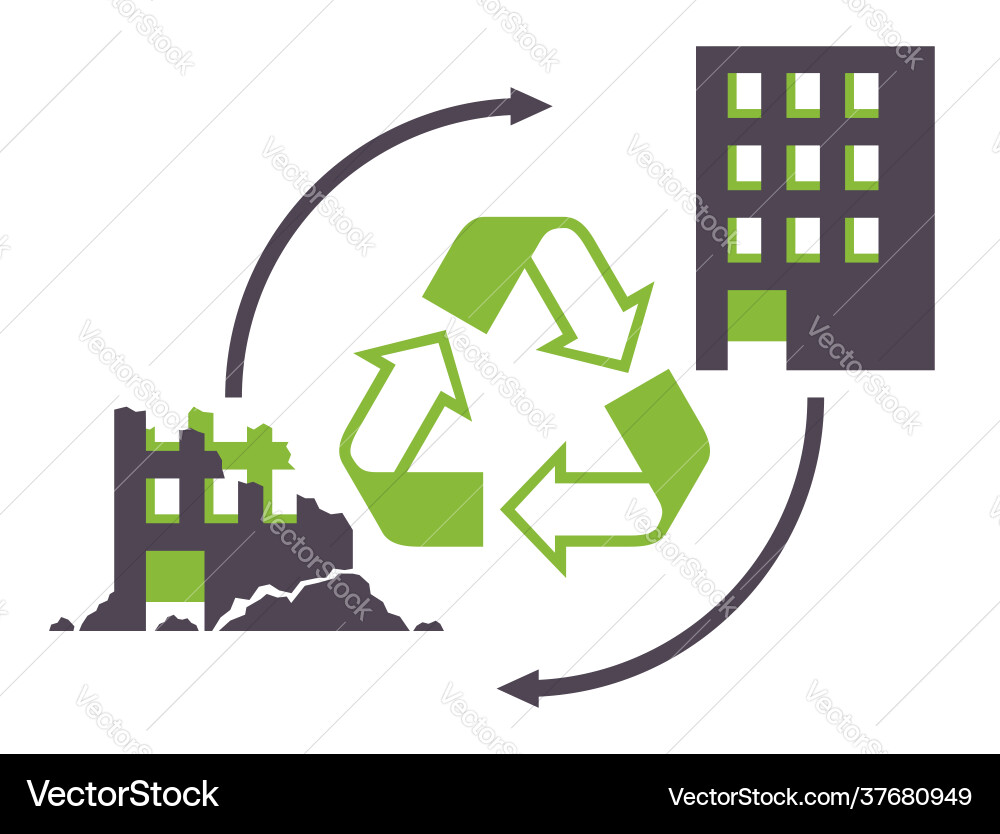 Construction and demolition waste recycling Vector Image