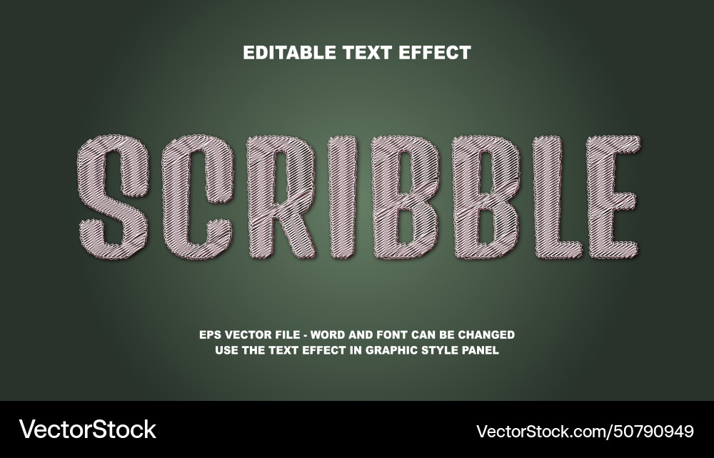 Editable text effect scribble 3d template Vector Image