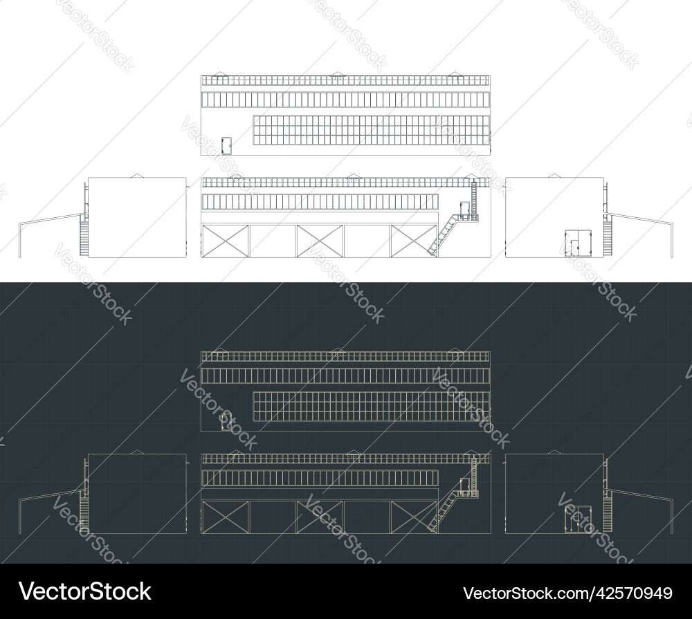 Factory building blueprints Royalty Free Vector Image