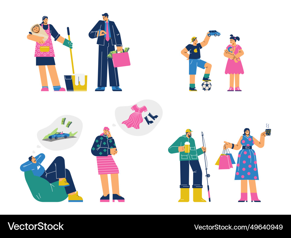 Gender stereotypes concept men and women have Vector Image