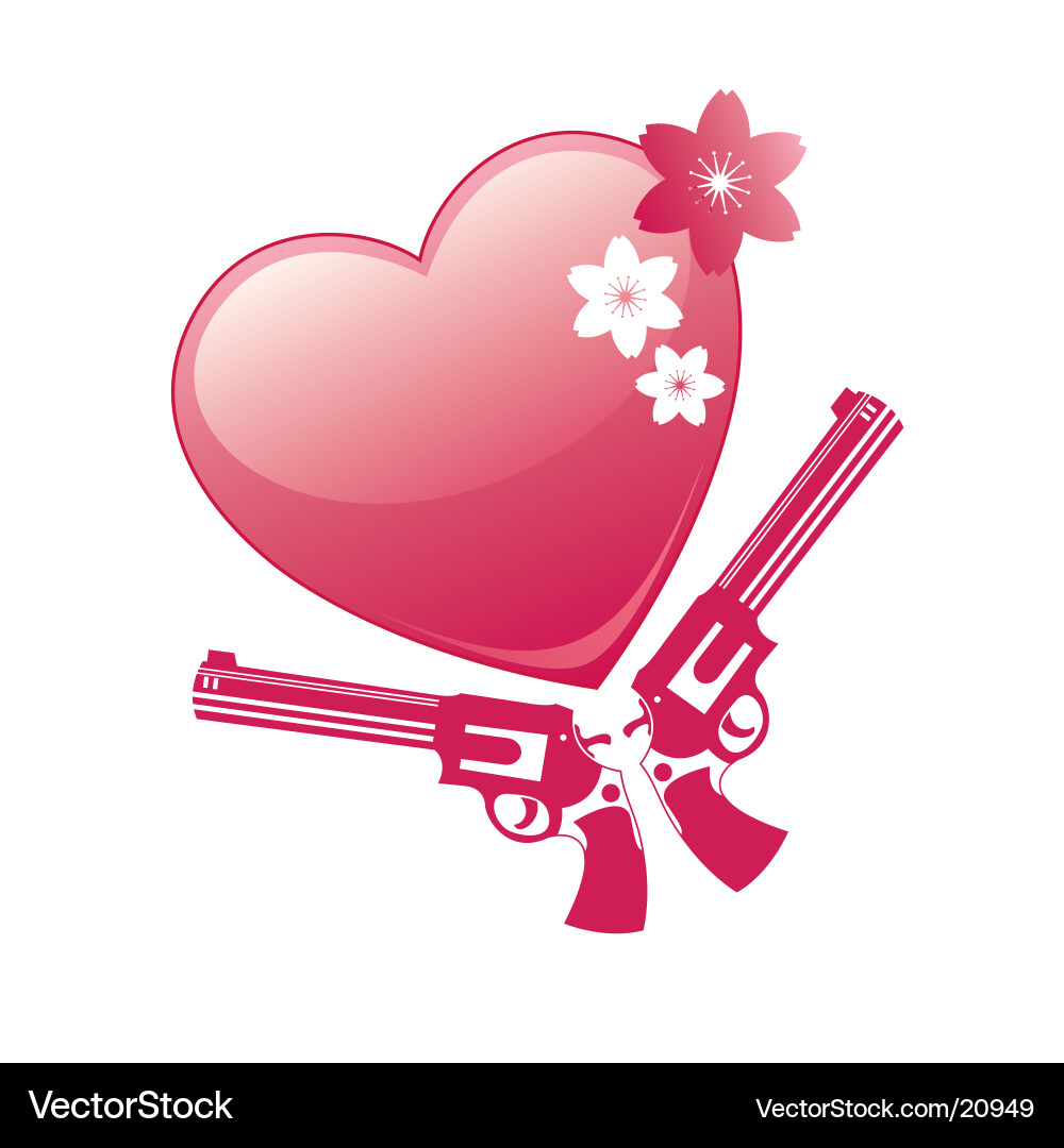 Heart and revolver Royalty Free Vector Image - VectorStock