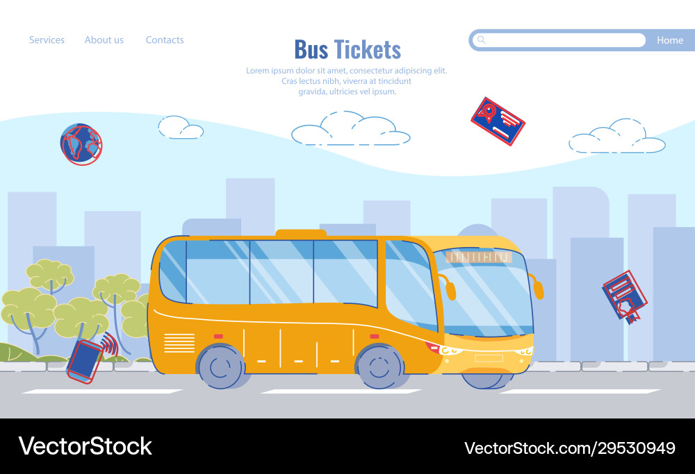 Large selection routes bus tickets cartoon Vector Image