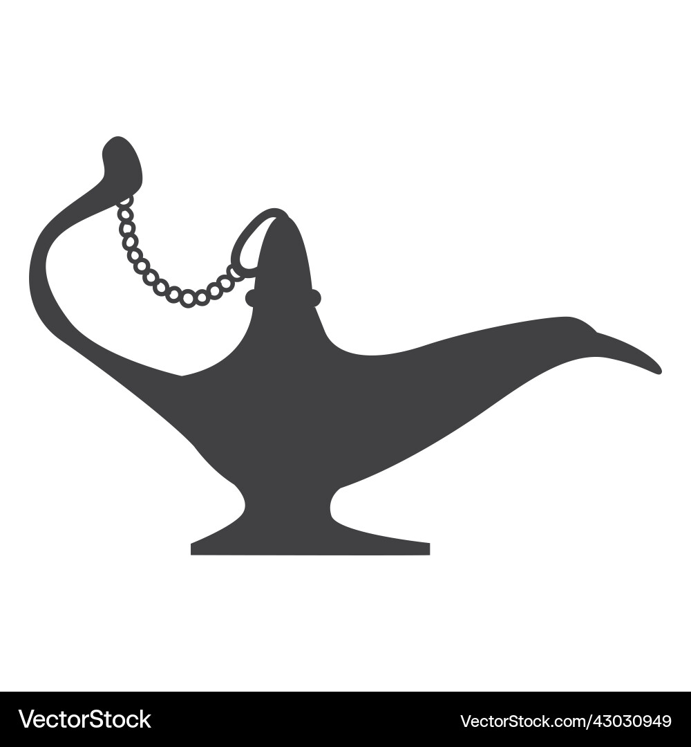 Magic genie lamp silhouette Royalty Free Vector Image