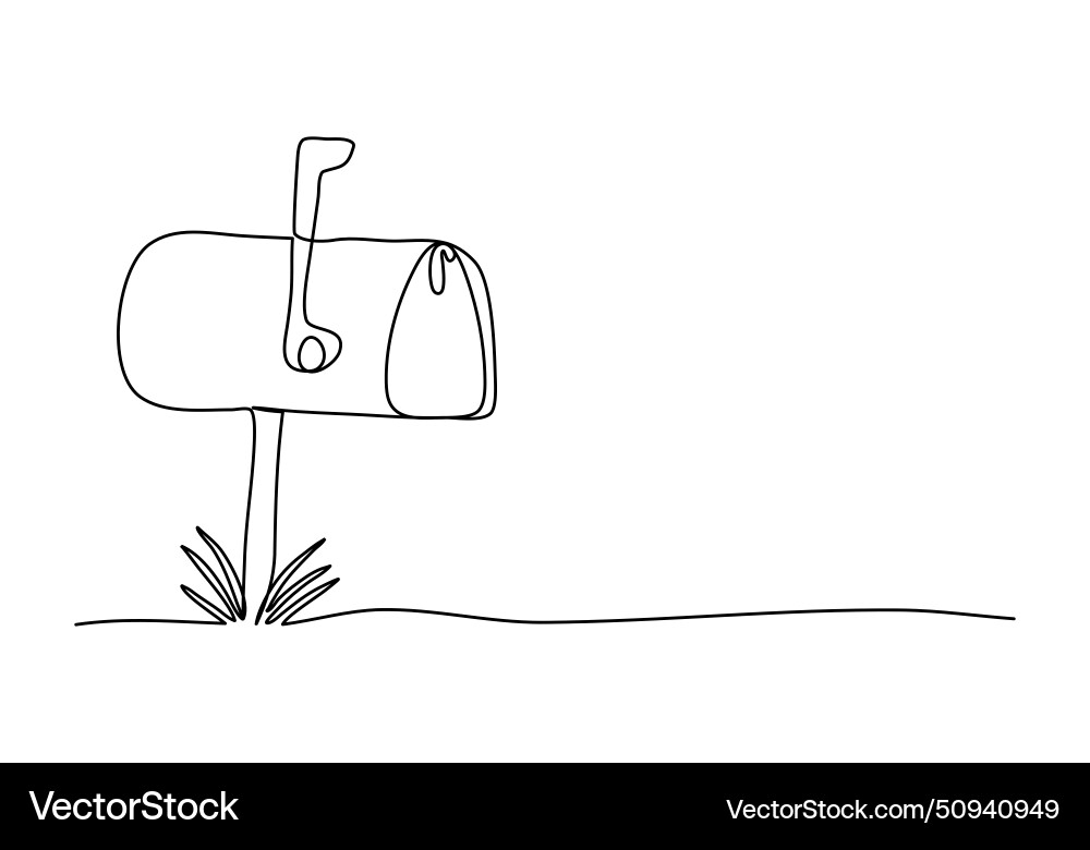 Mail box one line drawing Royalty Free Vector Image