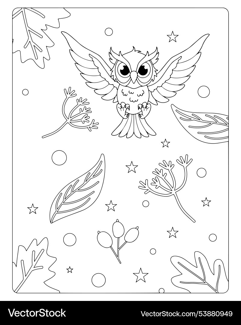 Printable autumn mushroom coloring page for kids Vector Image
