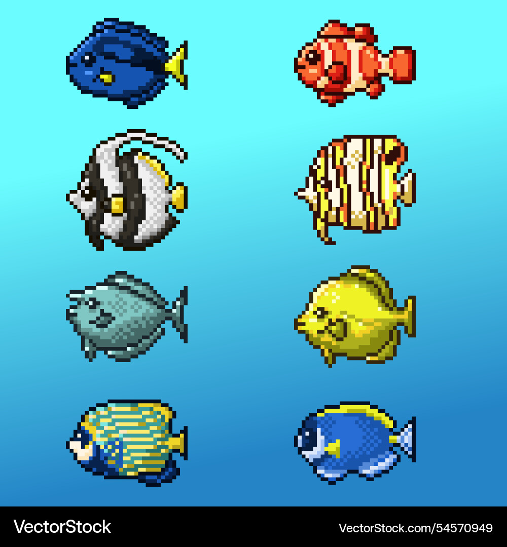 Sea fish set 1 Royalty Free Vector Image - VectorStock