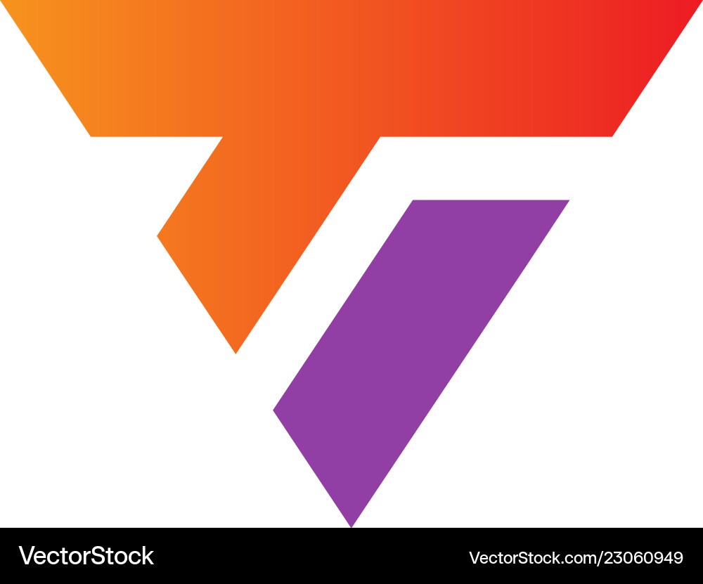 Triangle shape t initial company logo Royalty Free Vector