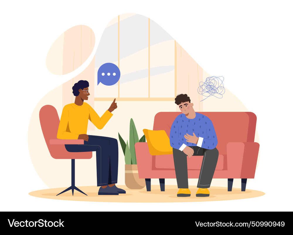 Two characters in a therapy session flat Vector Image