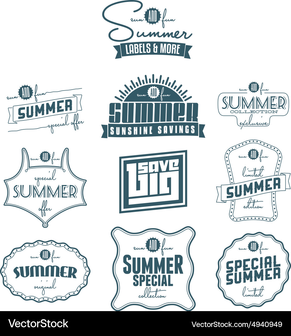Vintage summer labels Royalty Free Vector Image