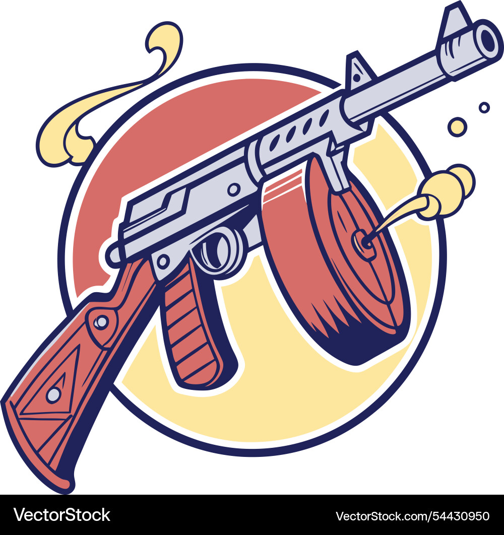 2d stylized tommy gun game icon Royalty Free Vector Image