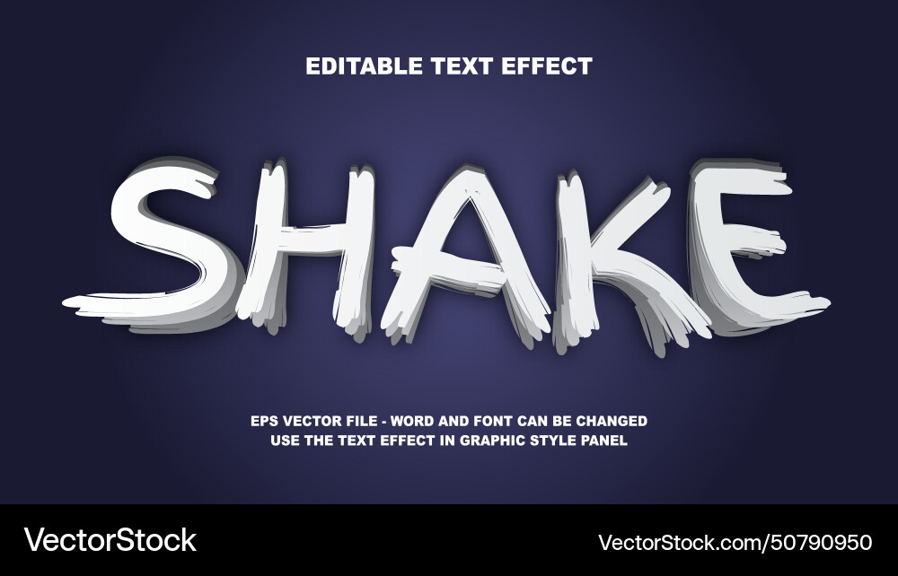 Editable text effect shake 3d template Royalty Free Vector