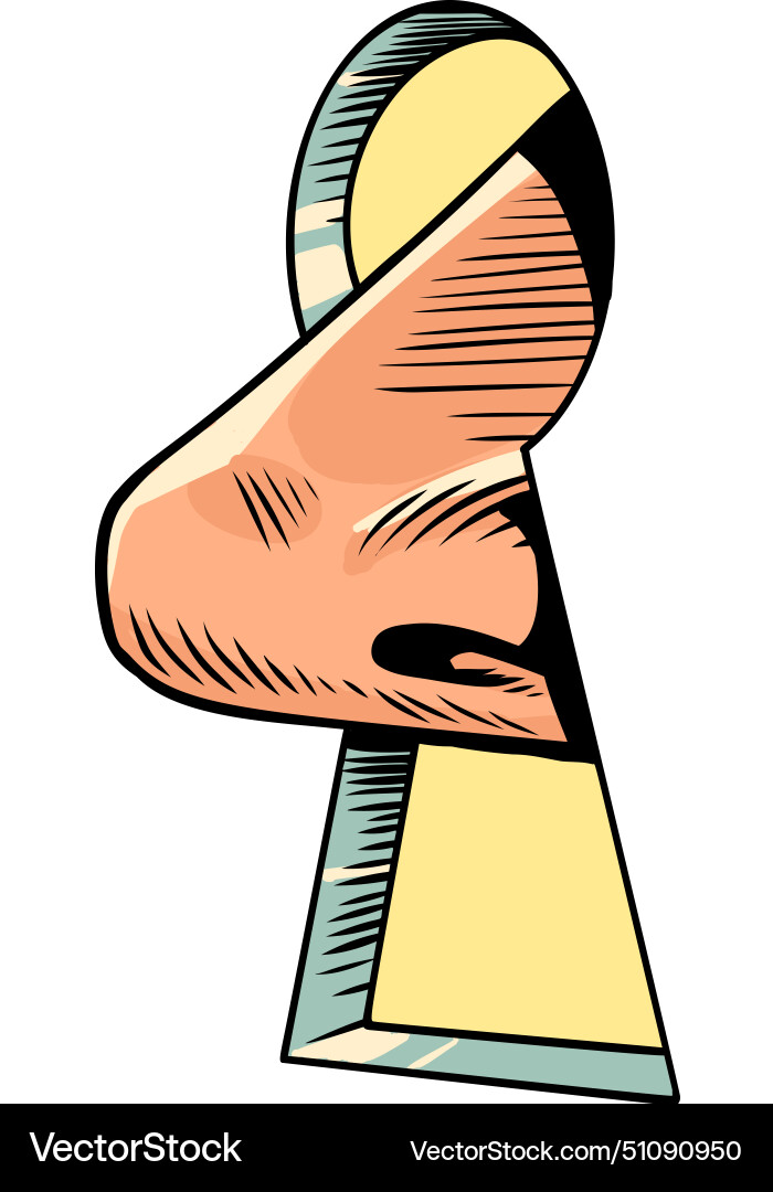 Human nose through a key lock to sniff out what Vector Image
