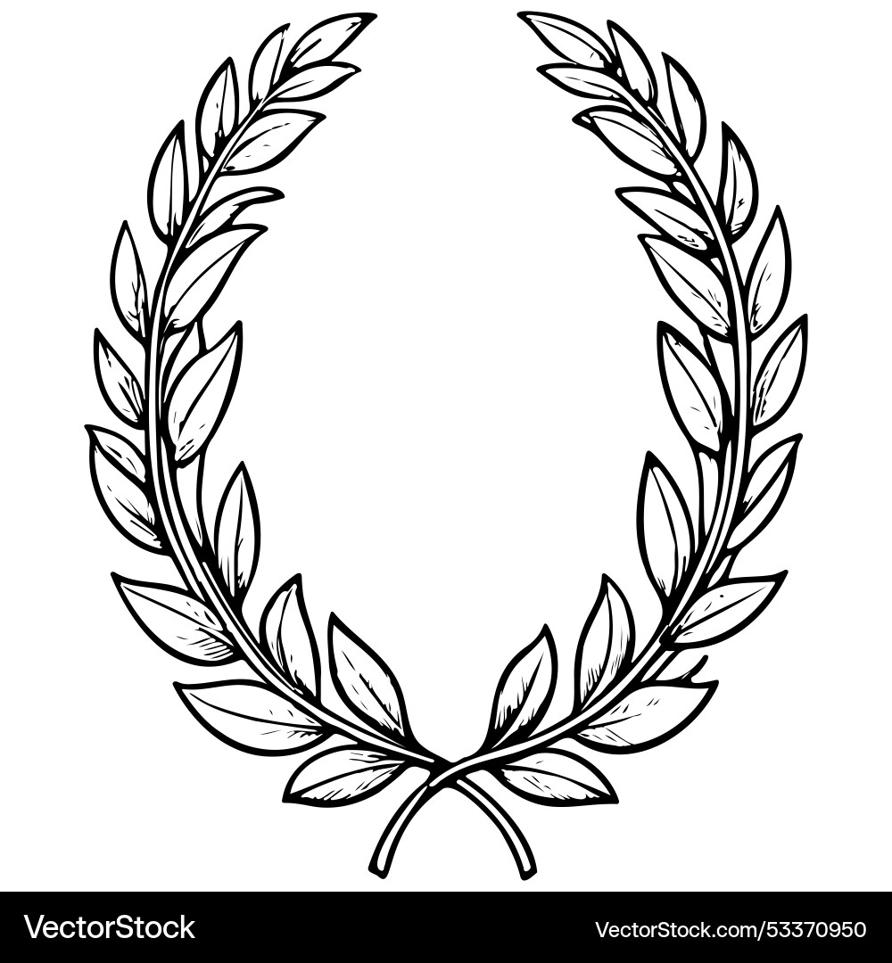 Laurel wreath drawing line head art black Vector Image