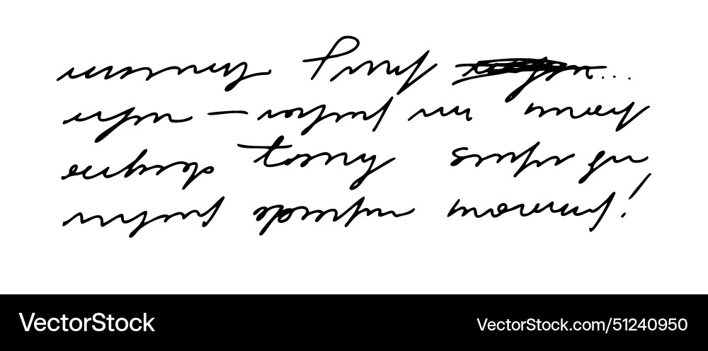 Unreadable handwritten text sweeping handwriting Vector Image