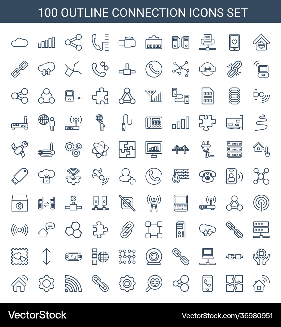 100 connection icons Royalty Free Vector Image