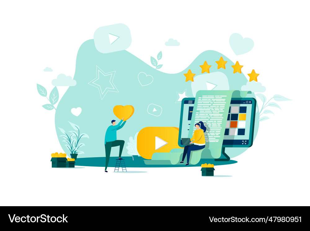 Blogging concept in flat style Royalty Free Vector Image