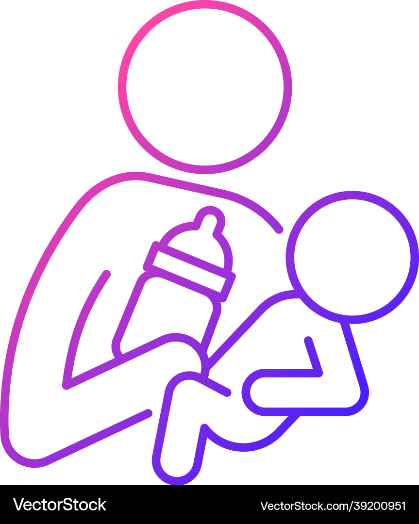 Bottle feeding gradient linear icon Royalty Free Vector