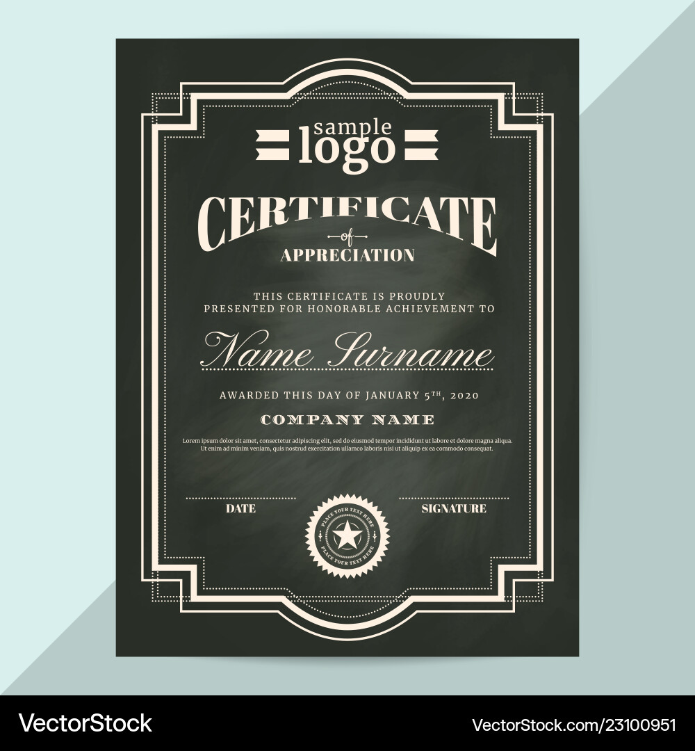 Certificate of appreciation frame template Vector Image