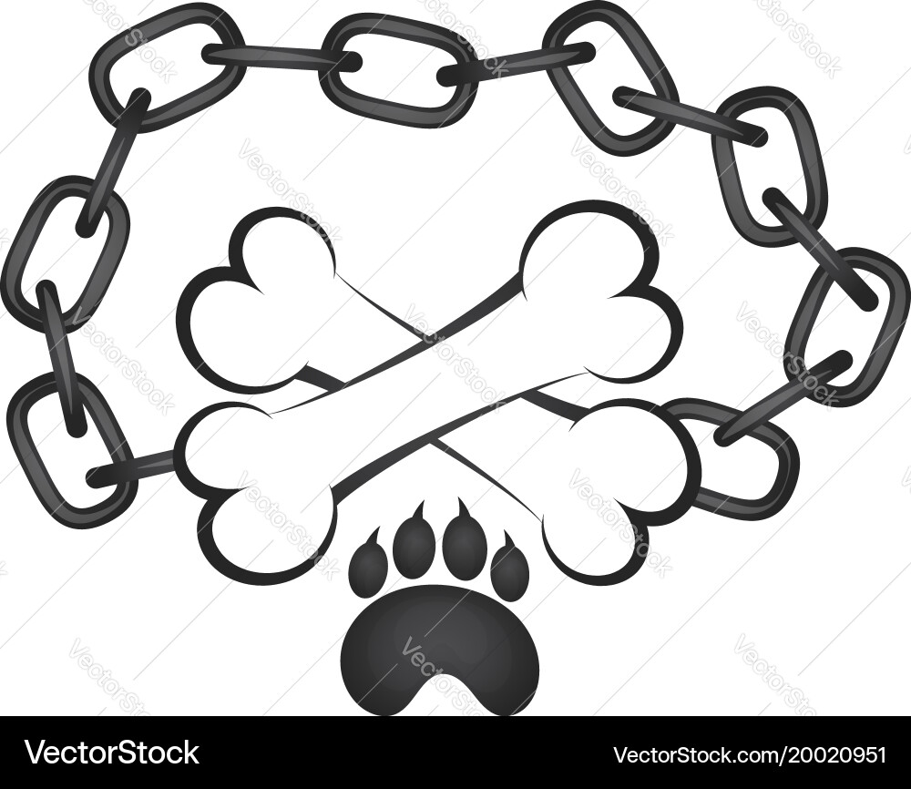 Chain and bones silhouette Royalty Free Vector Image