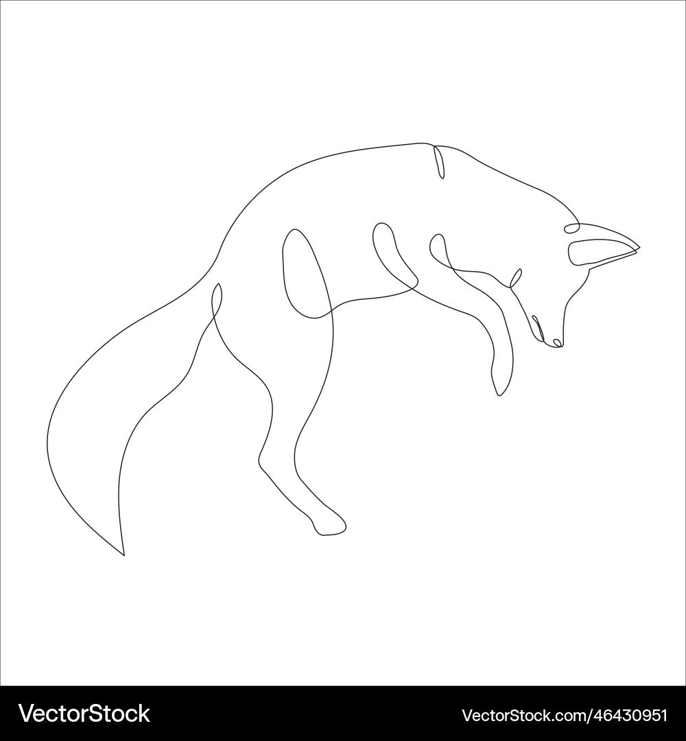 Continuous one line drawing of a fox Royalty Free Vector