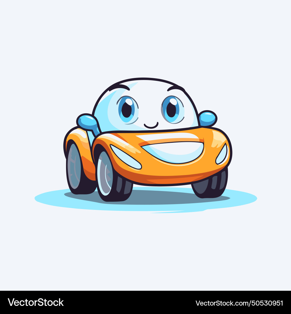 Cute cartoon car on a light blue background Vector Image