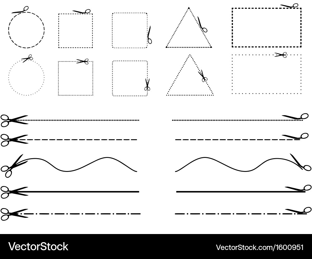 Cutting objects and lines Royalty Free Vector Image