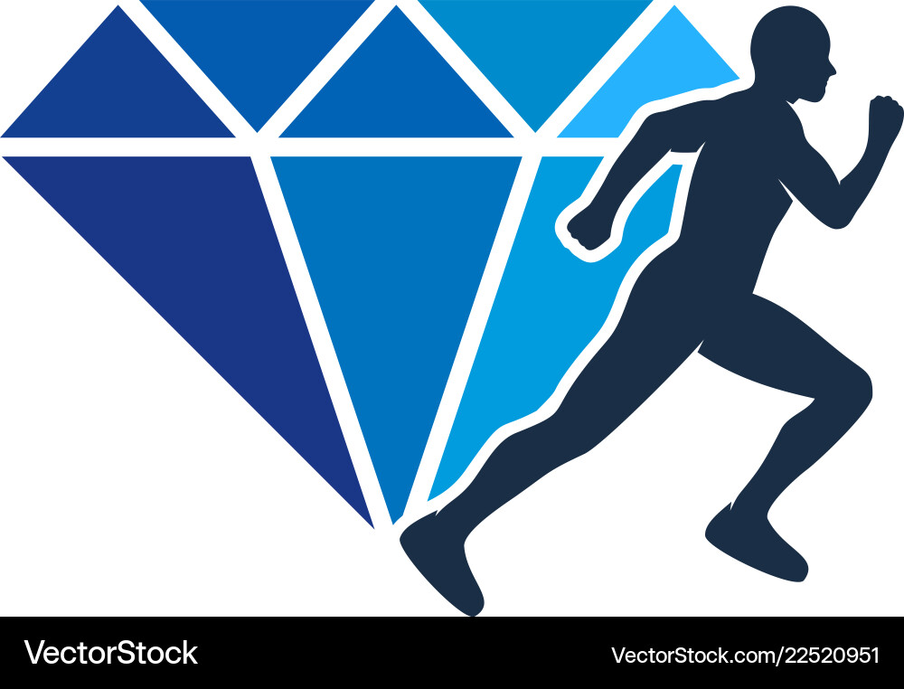 Diamond run logo icon design Royalty Free Vector Image