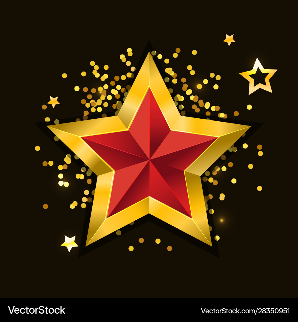 Gold rot Stern 3d Kunstsymbol Lizenzfreies Vektorbild