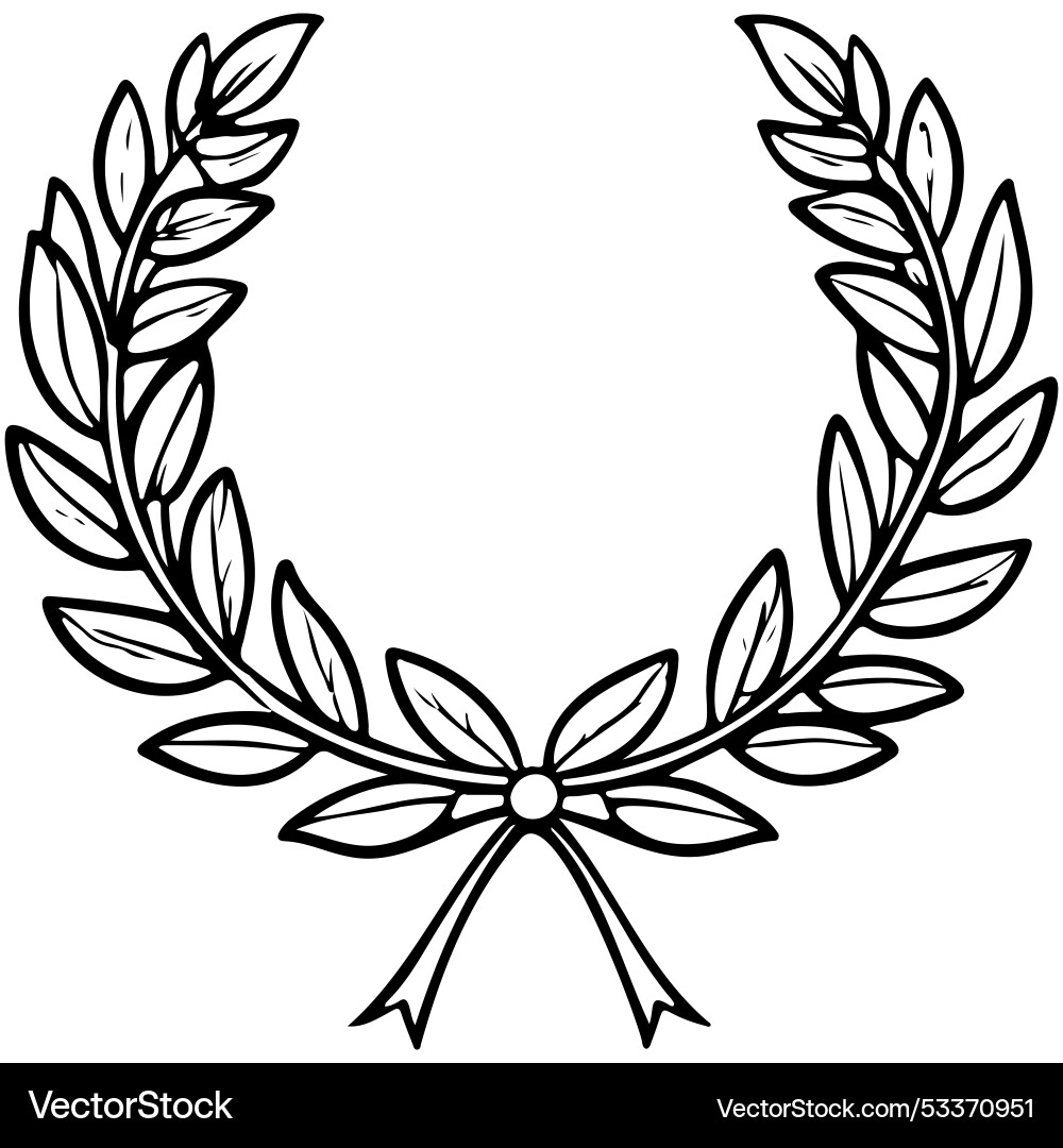 Laurel wreath monochrome outline drawing Vector Image